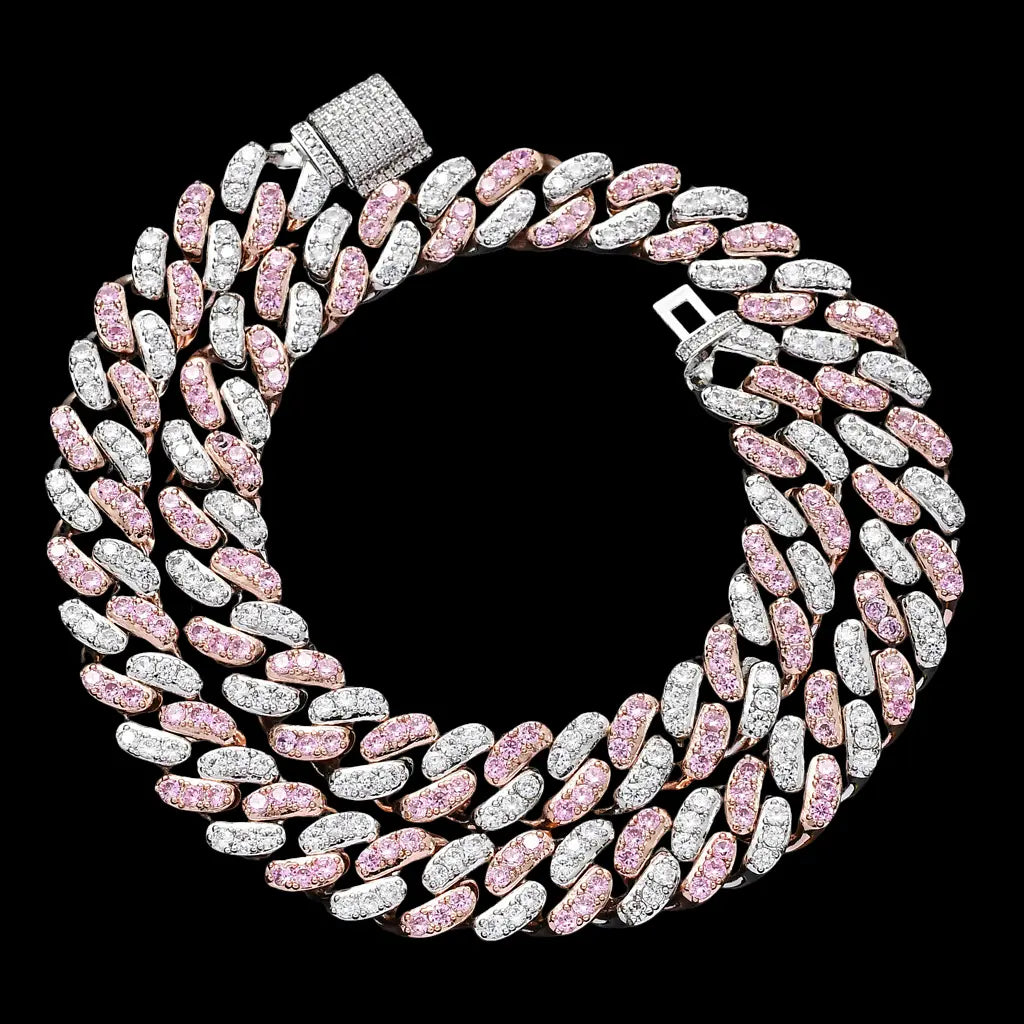 12mm Iced Out Pink Cuban Chains- BigBagBling