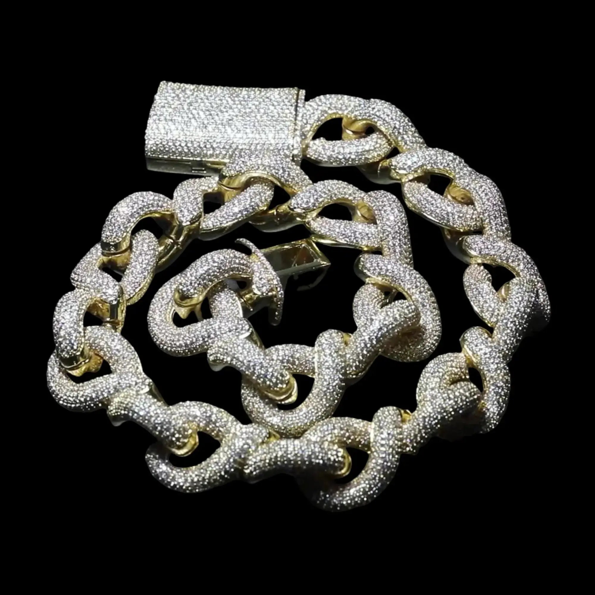 20mm Iced Out Thick Cuban Chain in White Gold | BigBagBling