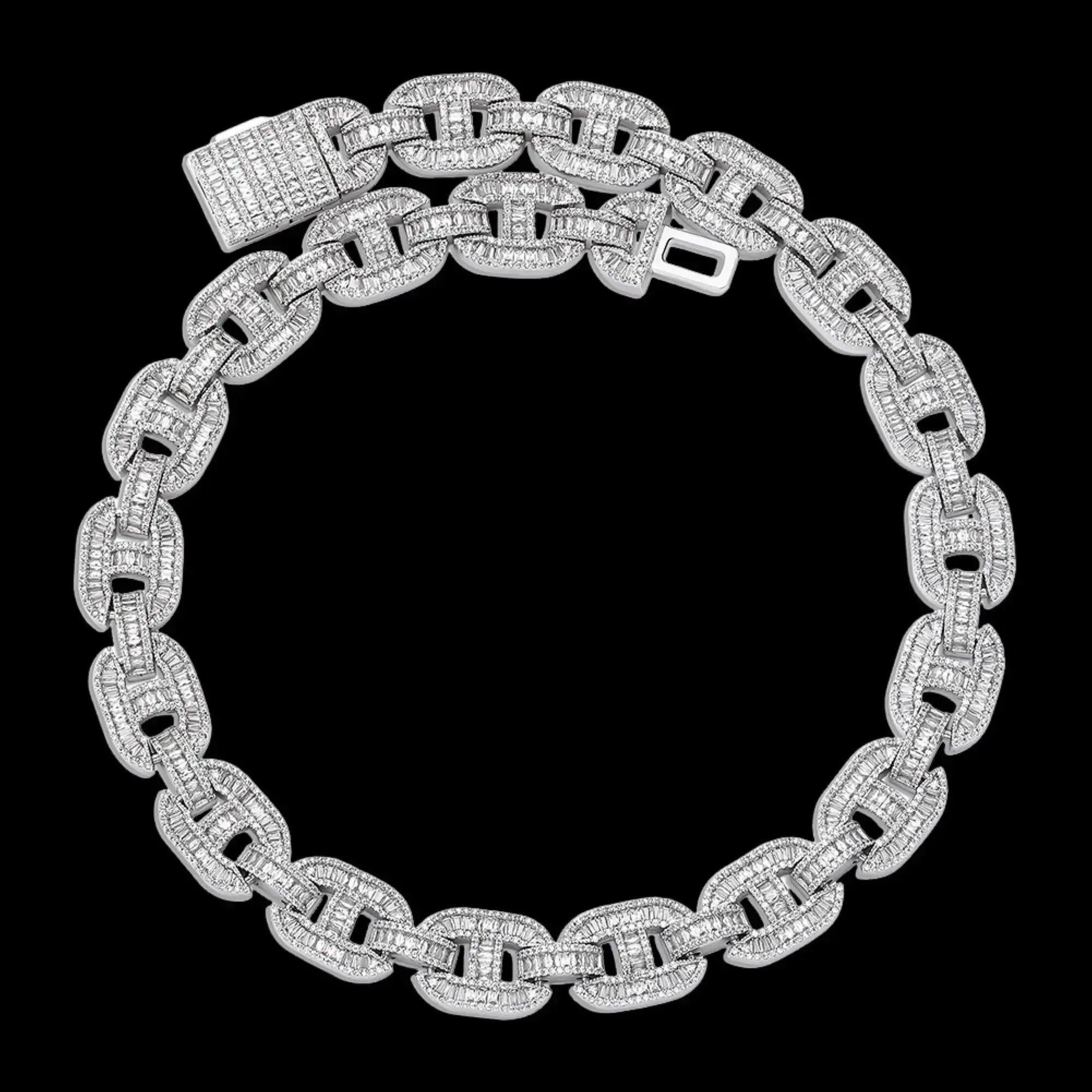15mm Iced Out 3D 8-Shaped Cuban Chain in White Gold | BigBagBling