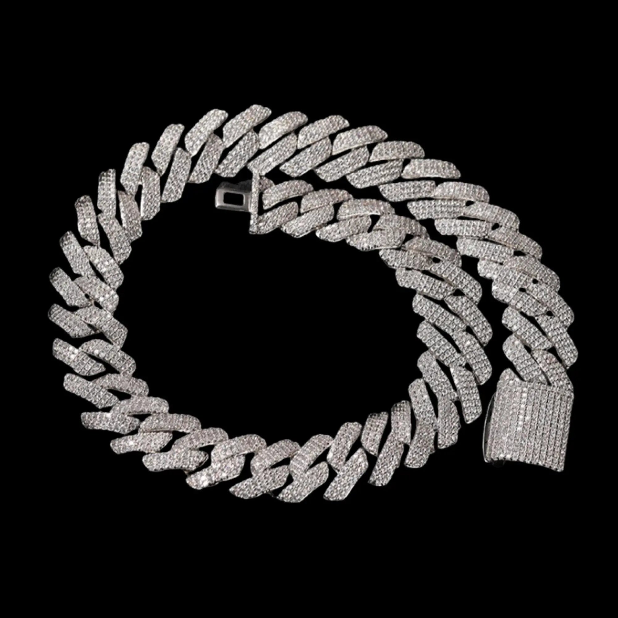 20mm Iced Out Cuban Chain in White Gold | BigBagBling