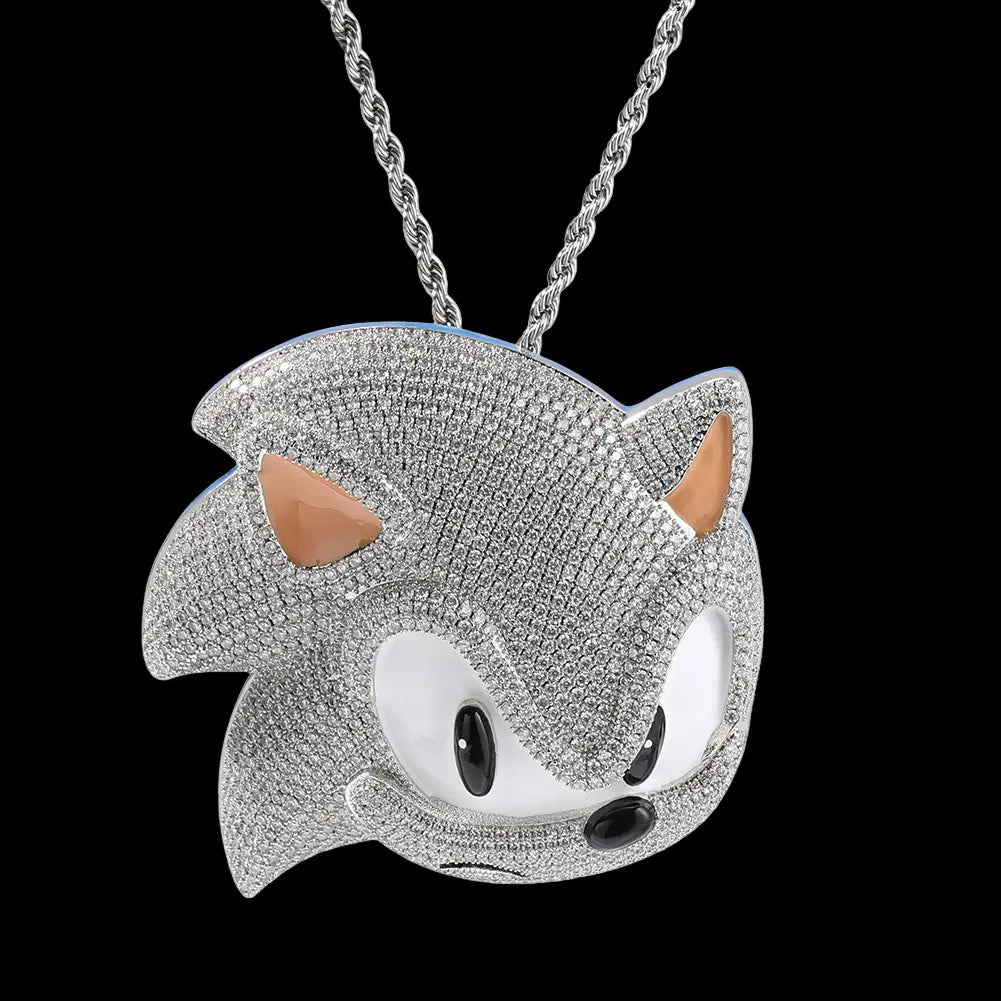 Glow-in-the-Dark Iced Out Sonic Pendant- BigBagBling