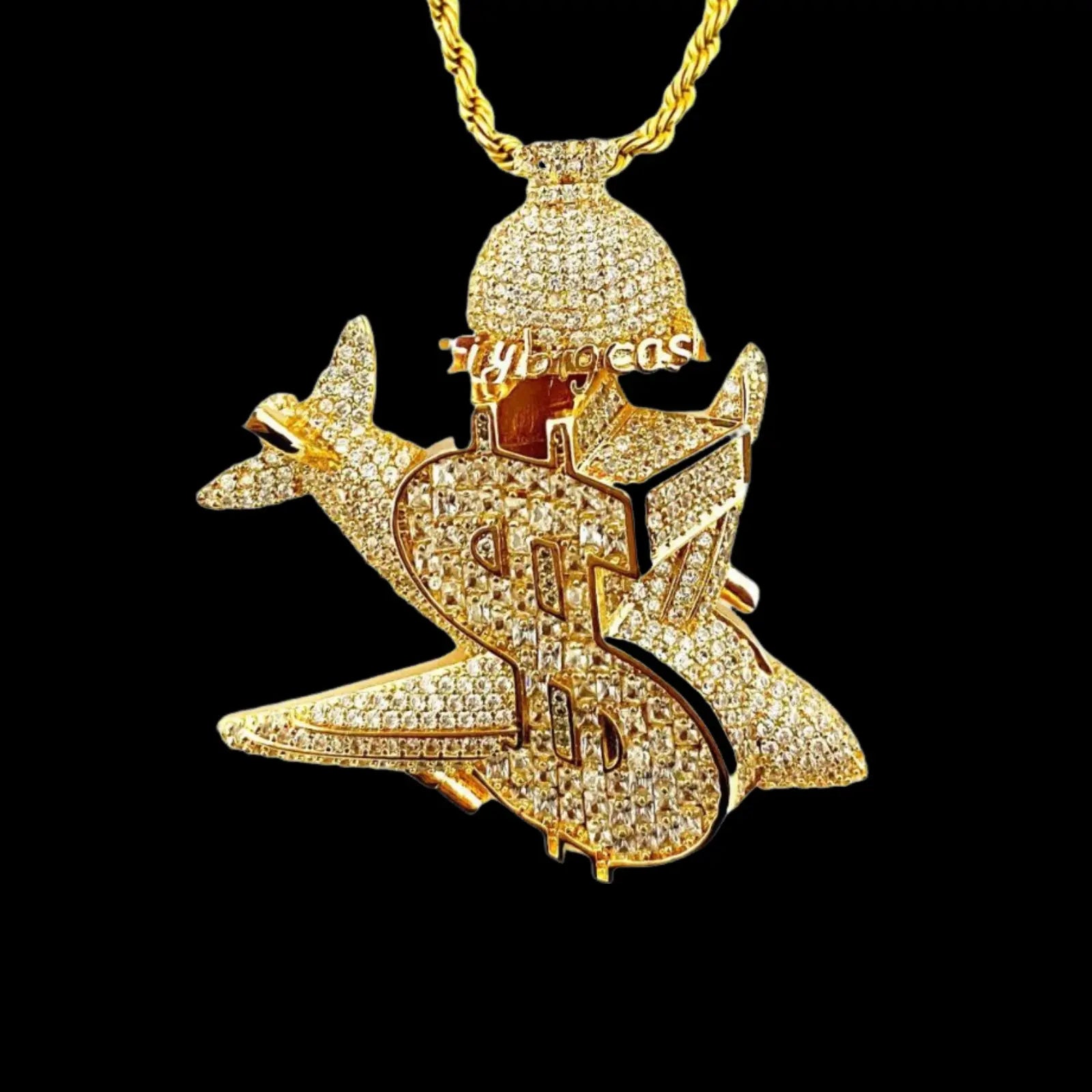 Iced Out Aircraft shape Pendant- BigBagBling