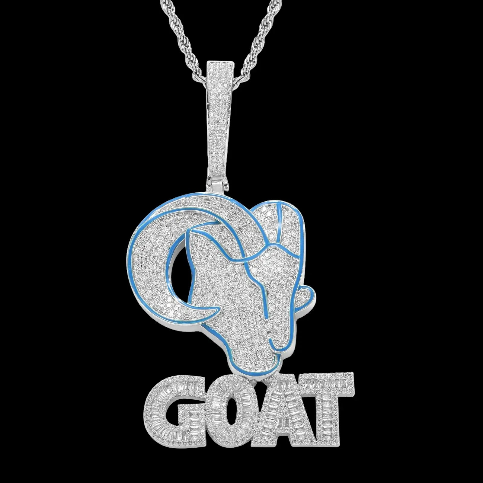 Iced Out GOAT Pendant in White Gold- BigBagBling