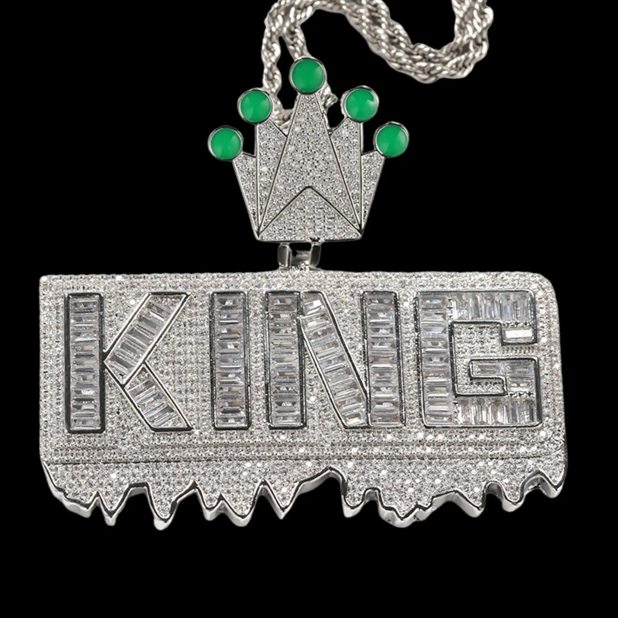 Iced Out Glow-in-the-Dark King Pendant - BigBagBling