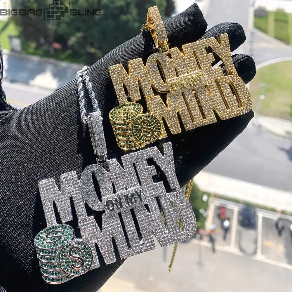 Iced Out MONEY MIND Letter Pendant - BigBagBling