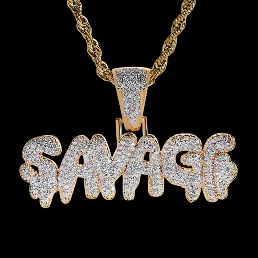 Iced Out SAVAGE Pendant - BigBagBling