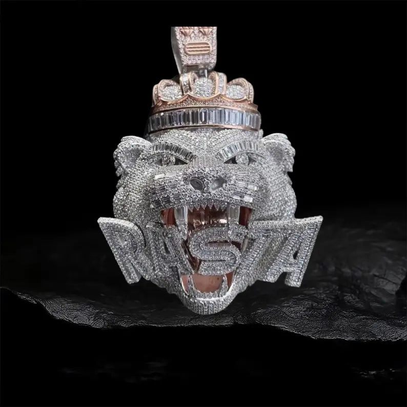 Iced Out Tiger RASTA letter Pendant - BigBagBling