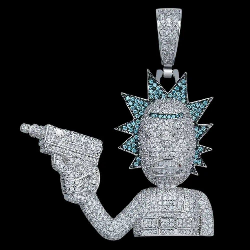 Iced Rick Handle Uzi Pendant | BigBagBling