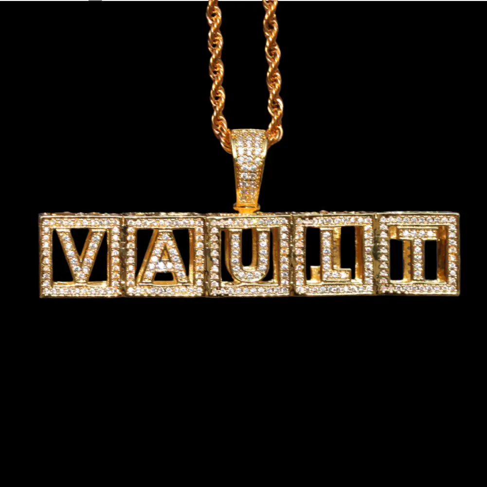 Iced out Custom Hollow square letter Pendant - BigBagBling
