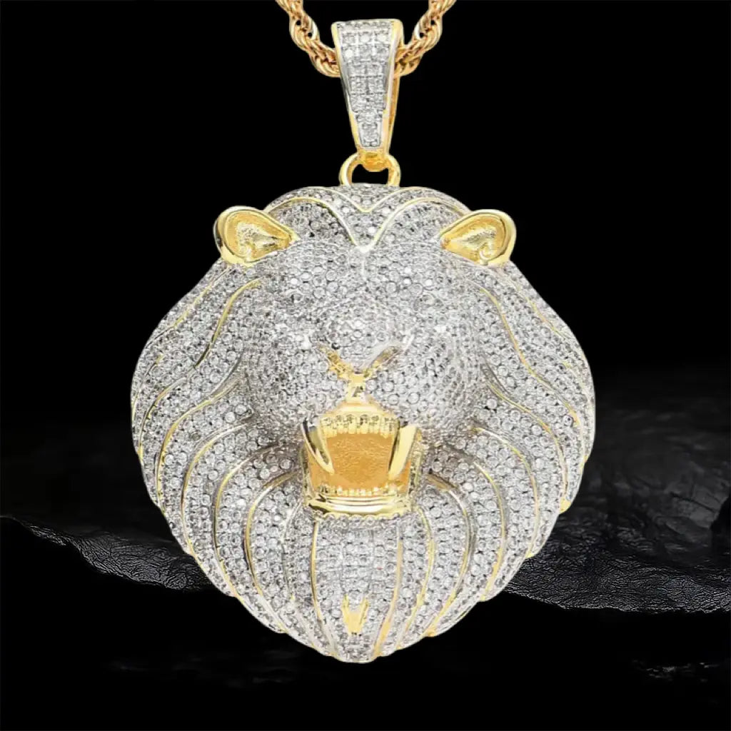 Iced out Lion Head Pendant | BigBagBling